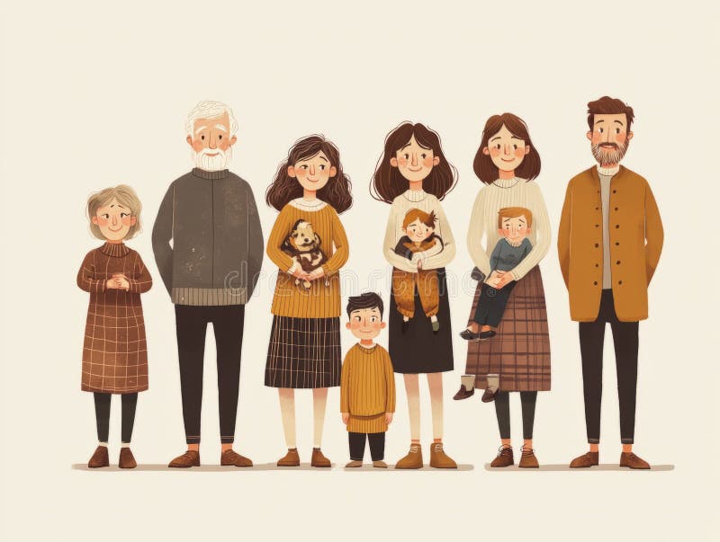 An Illustration Representing a Multi-generational Family Gathering ...