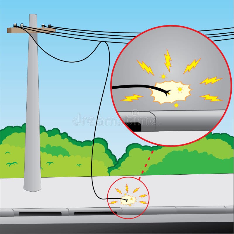 Illustration Representing Power Grid with Problems, Broken Wire and ...
