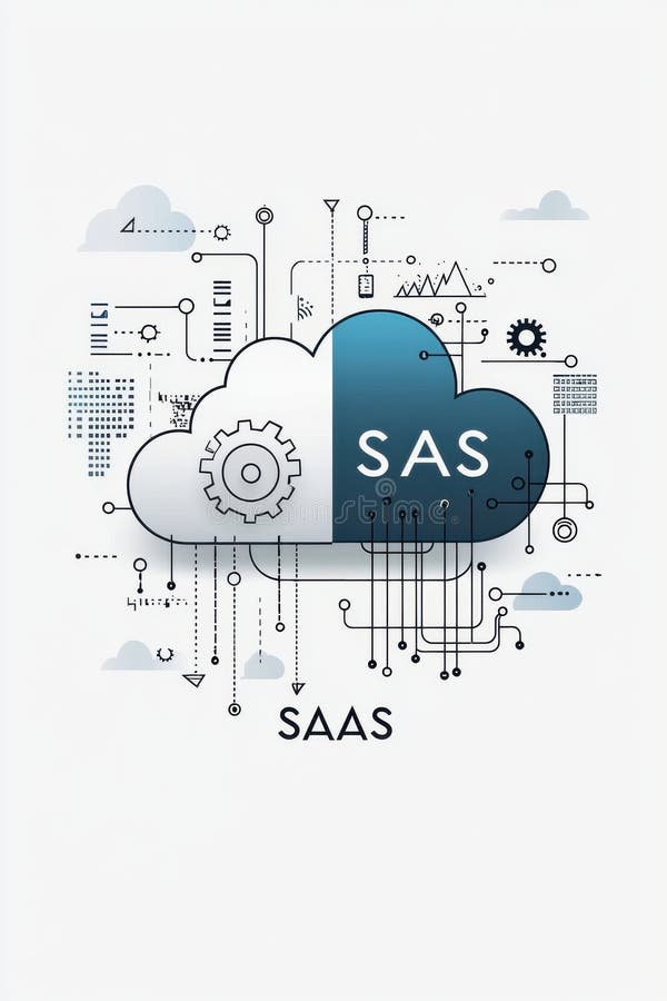 Colorful SaaS Cloud Representing Network and Technology Integration ...