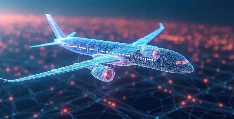 Illustration Represents Plane with AI Technology. Concept of Future Aviation Stock Illustration ...