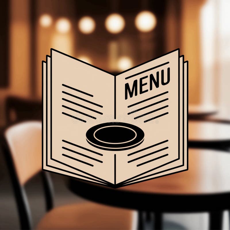 Open Menu with Plate Symbol on Restaurant Table Background ,AI ...