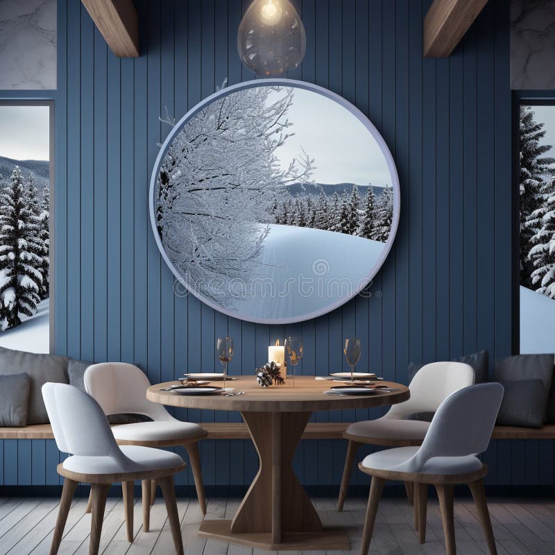 Illustration of Restaurant Wall Mockup for Round Wall Decor Small ...