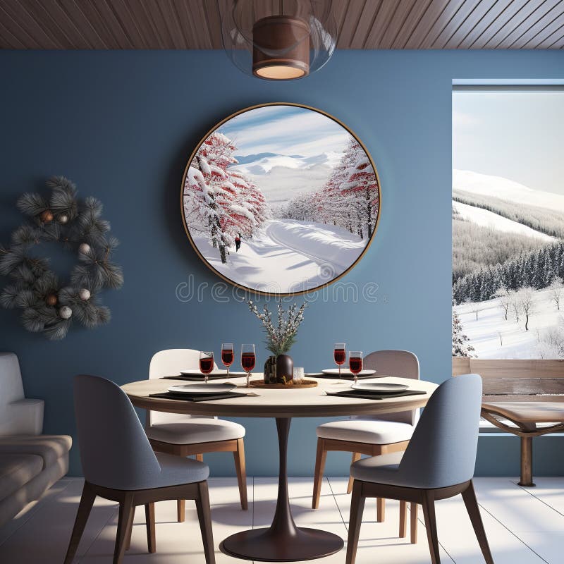 Illustration of Restaurant Wall Mockup for Round Wall Decor Small ...