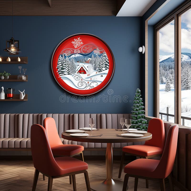 Illustration of Restaurant Wall Mockup for Round Wall Decor Small ...