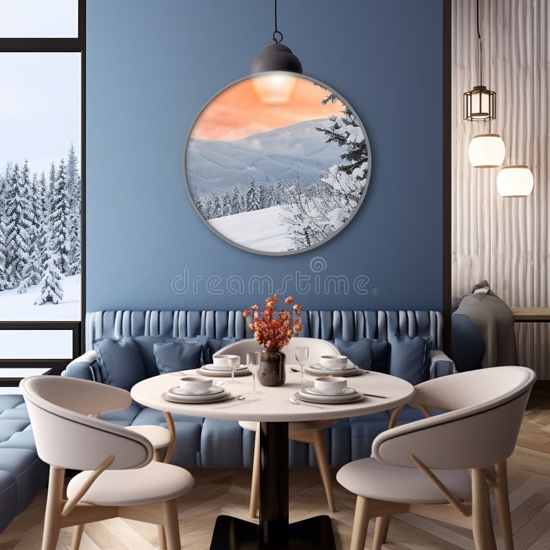 Illustration of Restaurant Wall Mockup for Round Wall Decor Small ...