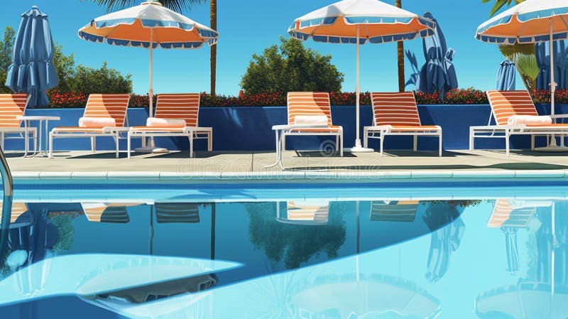 Illustration of a Resting Place by the Pool Stock Illustration ...