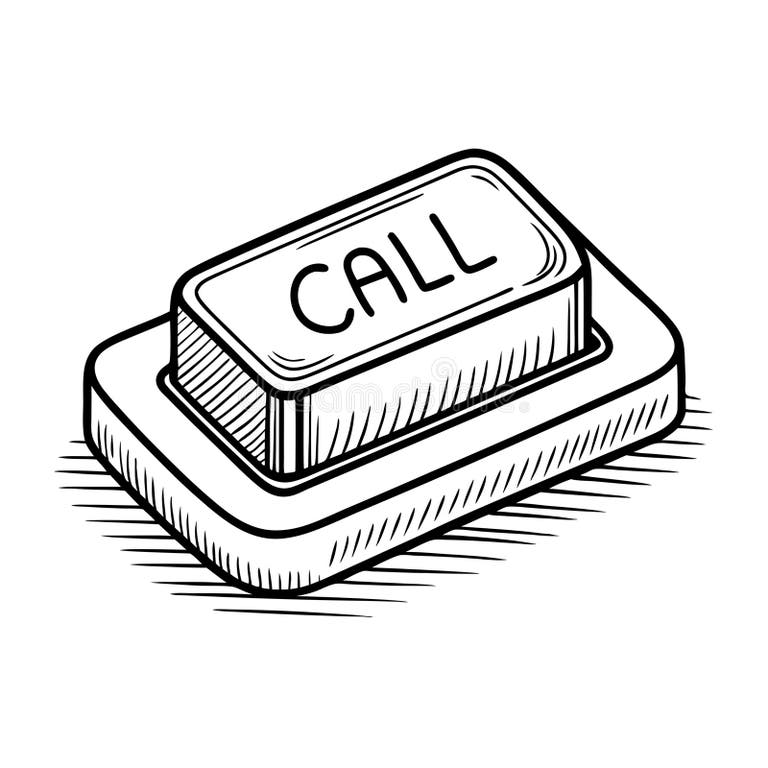 Illustration of a Retro Call Button in Hand Drawn Style for ...