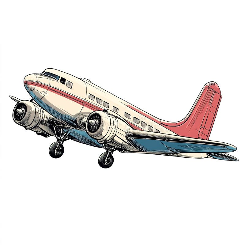 Illustration in Retro Comic Style of a Flying Passenger Plane Isolated ...