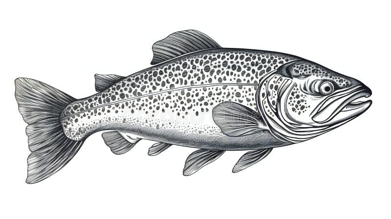 Retro Engraving Style Illustration of a Salmon Fish Isolated on a White ...