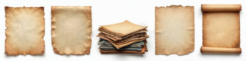Illustration of Retro Paper Media Elements. Old Blank Paper Sheets ...