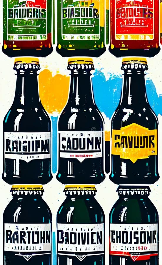 Bottles of Beers with Caps. Stock Illustration - Illustration of ...