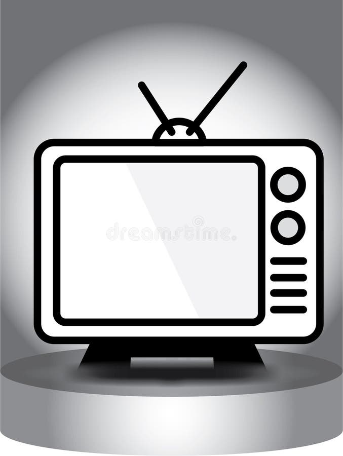 Illustration of a Retro Television Set with a Rectangular Screen and a ...