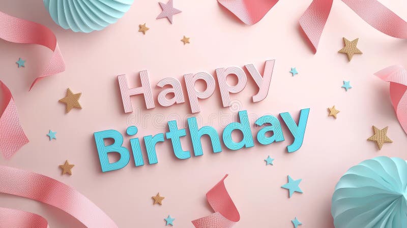 An Illustration of a Ribbon with the Title Happy Birthday in Modern ...