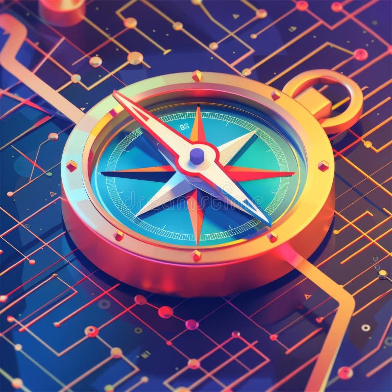 Compass with Risk Meter Closeup in Red,green,yellow 3d Render Stock ...