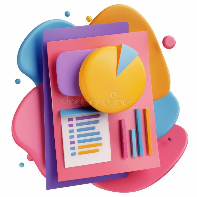 3 Illustration of a Risk Management Document Icon in 3D with a Colorful ...