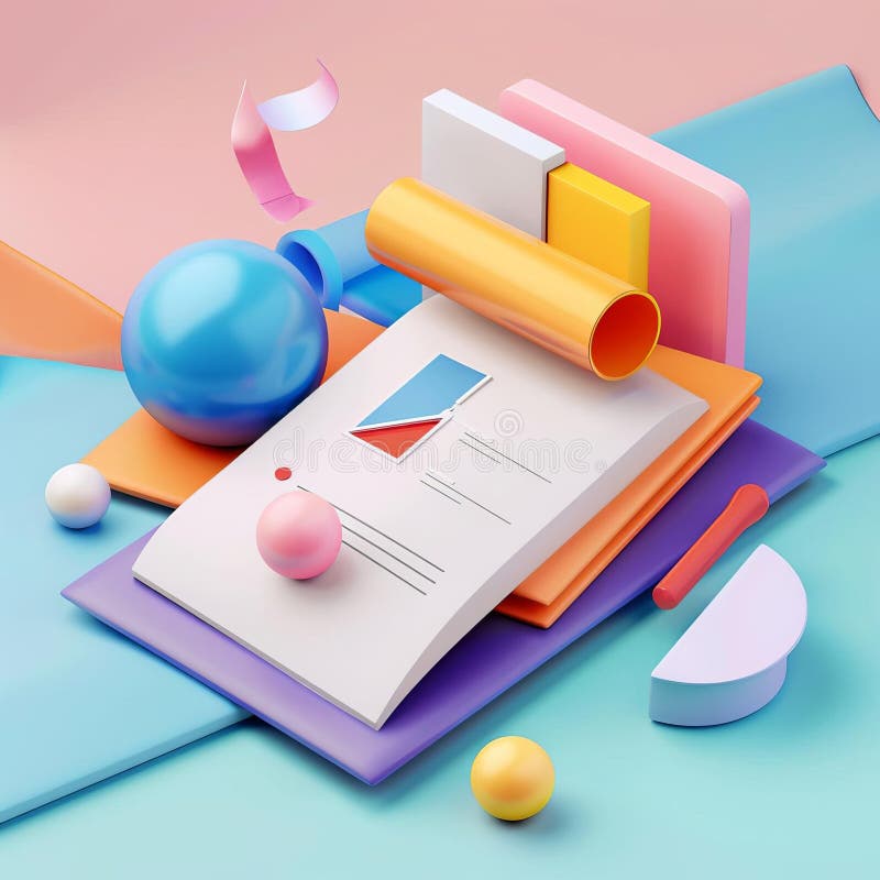 3 Illustration of a Risk Management Document Icon in 3D with a Colorful ...