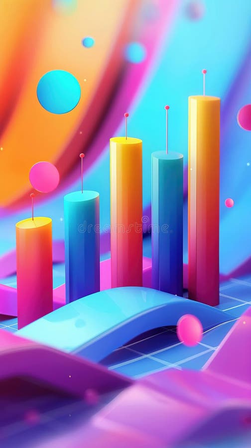 Illustration of a Risk Management Graph Icon in 3D on a Vibrant ...