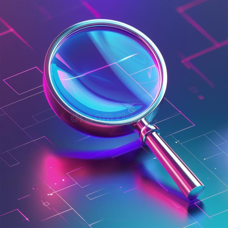 Illustration of a Risk Management Magnifying Glass Icon in 3D with a ...