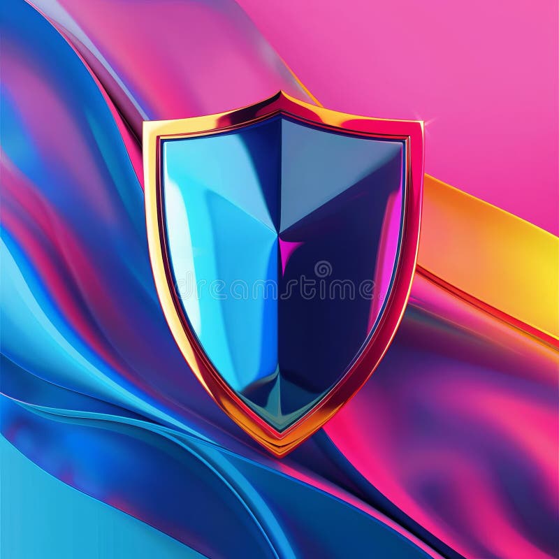 3 Illustration of a Risk Management Shield Icon in 3D with a Vibrant ...