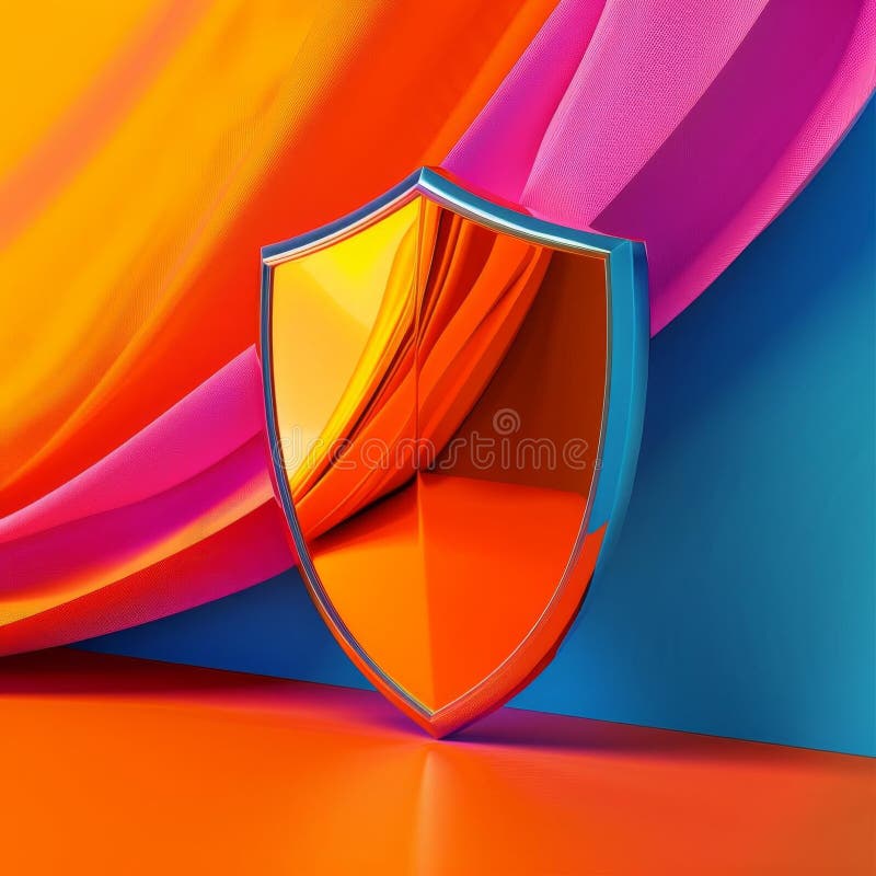 3 Illustration of a Risk Management Shield Icon in 3D with a Vibrant ...