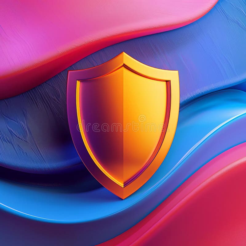 3 Illustration of a Risk Management Shield Icon in 3D with a Vibrant ...