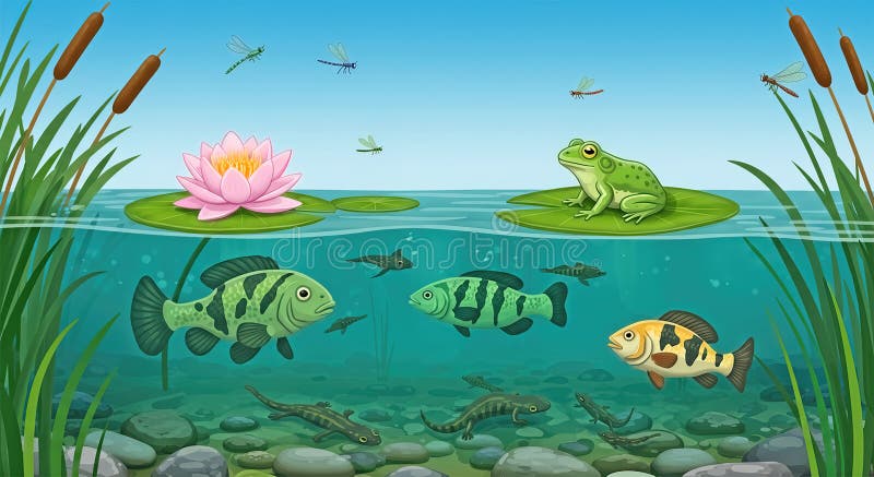 Illustration of a River Ecosystem Stock Illustration - Illustration of ...