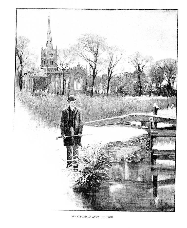 Illustration of the River in the UK. Engraving Illustration. Editorial ...