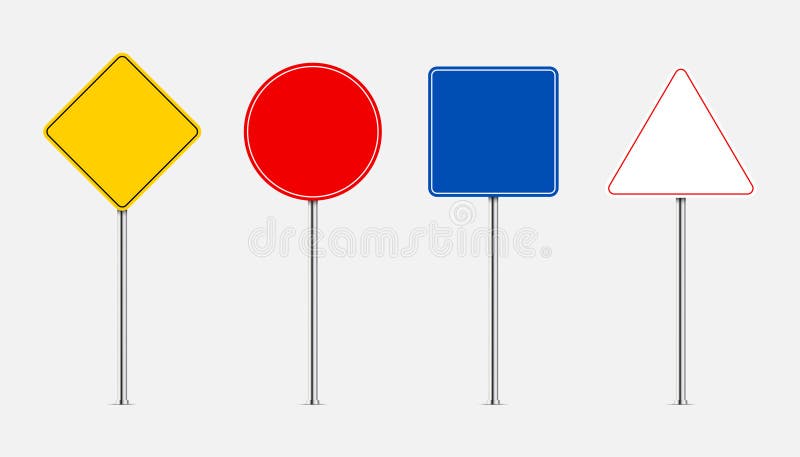 Illustration of Road Warning Sign Isolated. Realistic Blank Traffic ...