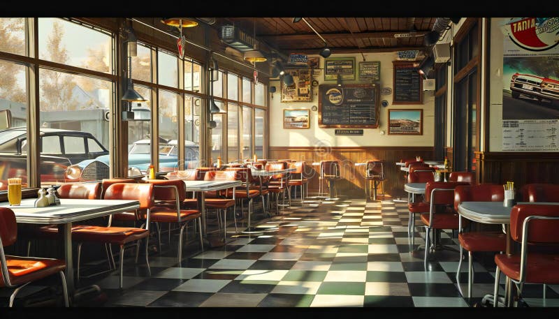 An Illustration of a Roadside Cafe Stock Image - Image of historic ...