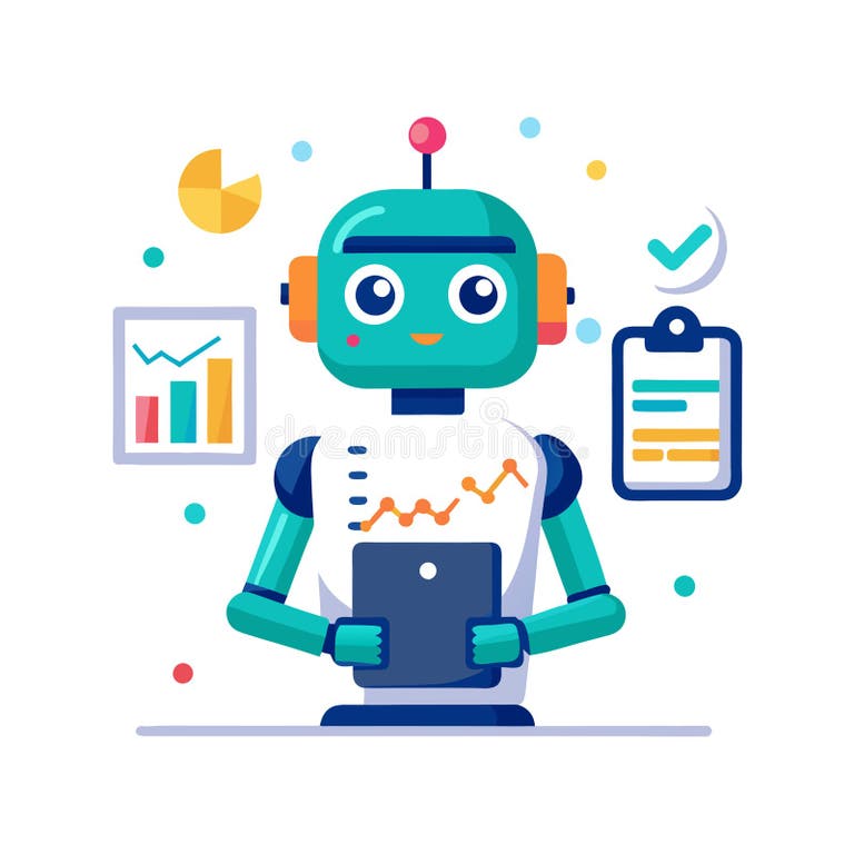 AI-Powered Data Analysis Robot Processing Information and Generating Reports for Business Stock ...