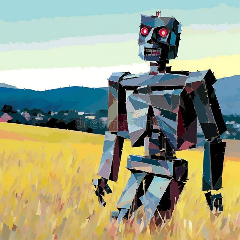 Robot in the field, stock illustration. Illustration of intelligence ...