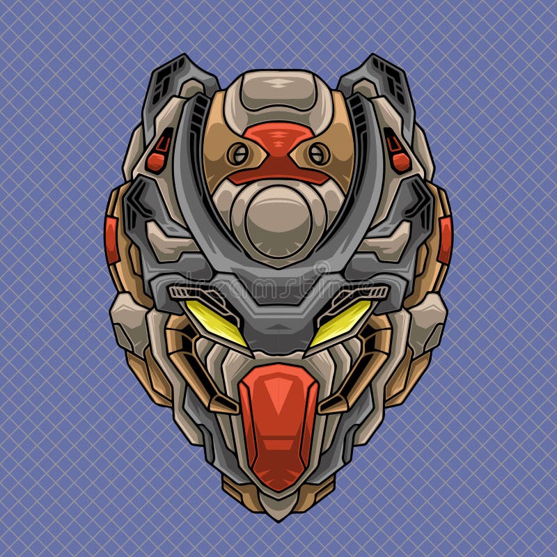 Illustration of Robot Head Detail Character Design Stock Vector ...