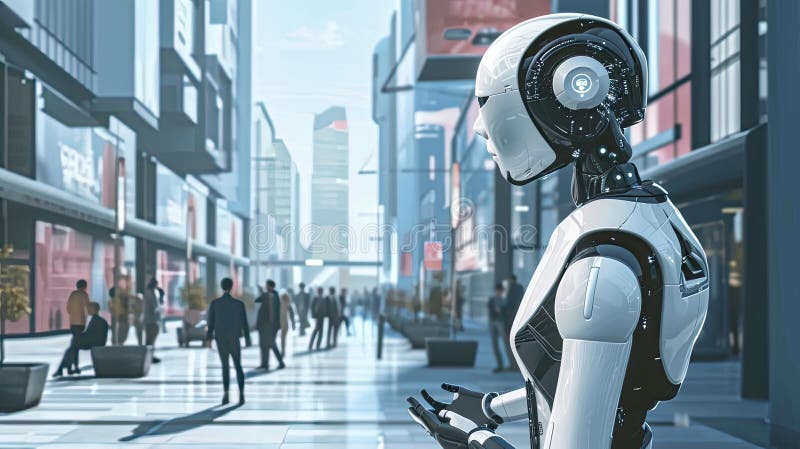 Illustration of a Robot Helping a Human Stock Illustration ...