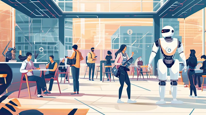 Illustration of a Robot Helping a Human Stock Illustration ...