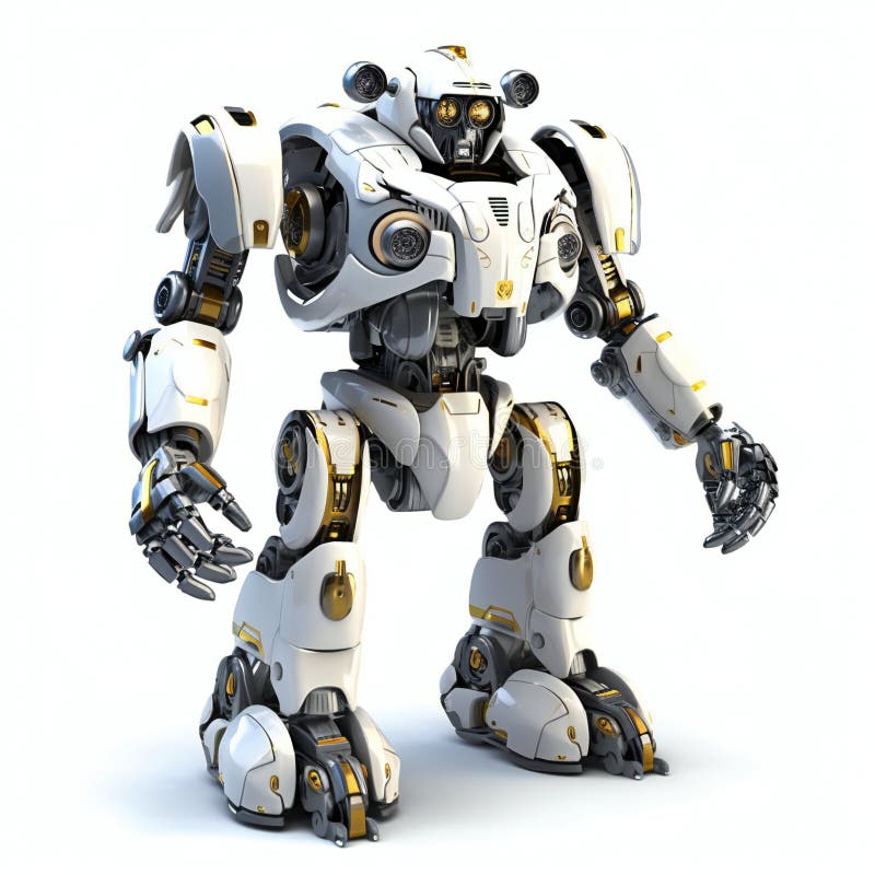 A Robot Isolated on White Background Stock Illustration - Illustration ...