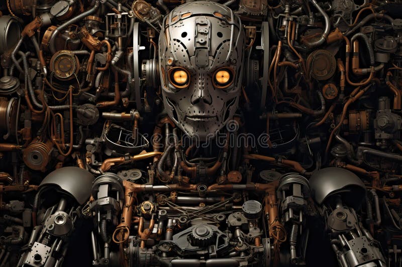 Illustration of Robot with Many Mechanical Parts Stock Photo - Image of ...