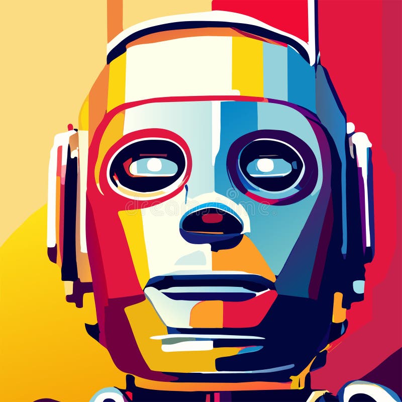 Illustration of a Robot in a Modern Pop Art Style, Vector Illustration ... Illustration of a Robot in a Modern Pop Art Style, Vector Illustration ...