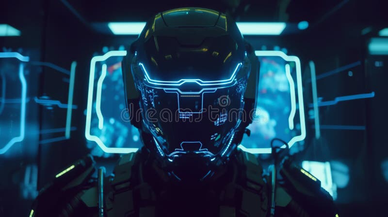 Robot Pilot of the Spaceship of the Future Stock Illustration ...