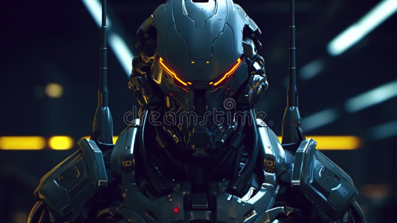 Robot Pilot of the Spaceship of the Future Stock Illustration ...