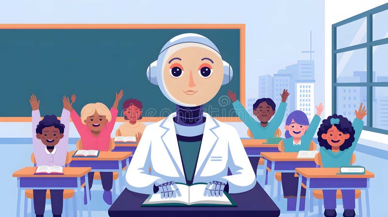 Robot Teacher Teaching Diverse Students in Classroom – AI Generated ...