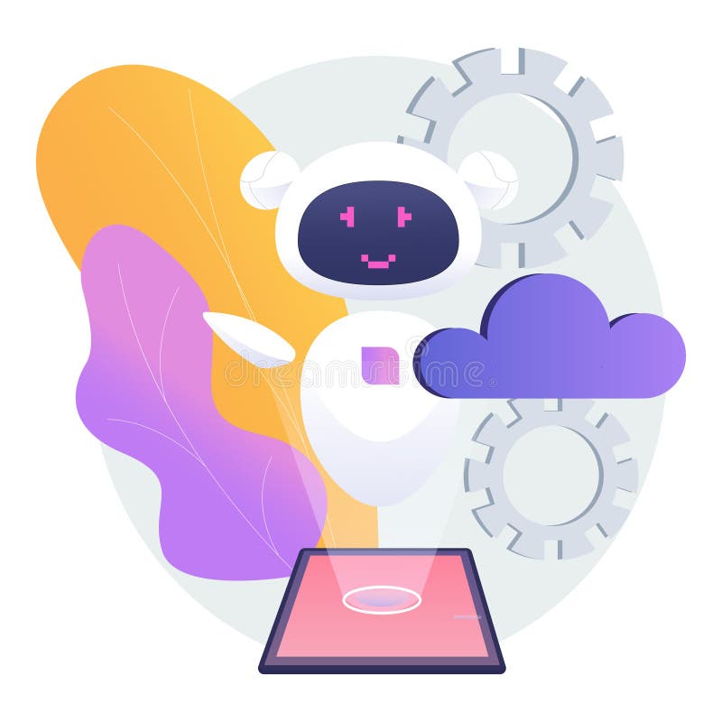 An Illustration with a Robot on the Topic of Data Storage. Stock ...