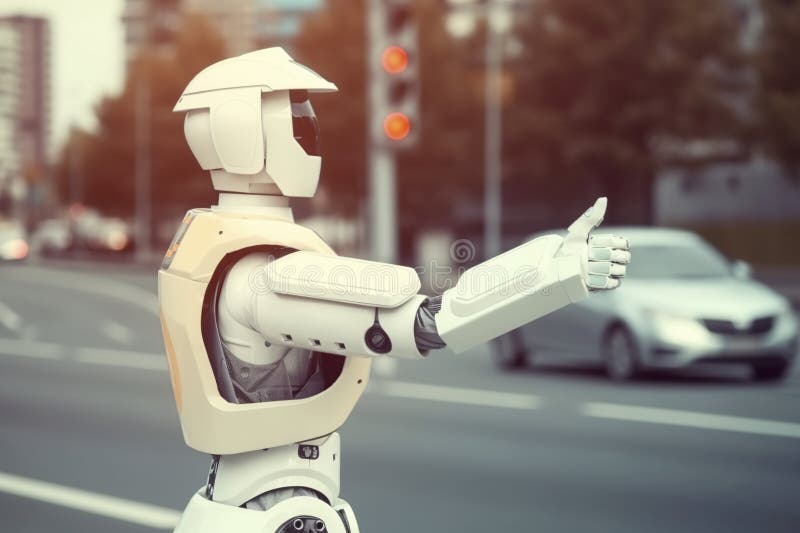 Illustration, Robot Traffic Policeman, Generative Ai Stock Illustration ...