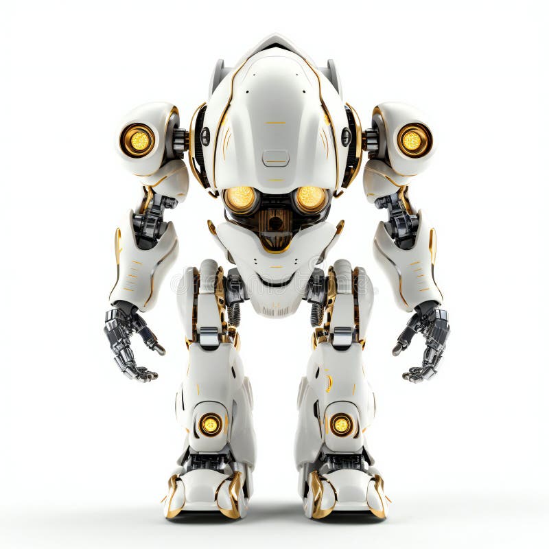 A Robot on a White Background Stock Illustration - Illustration of ...