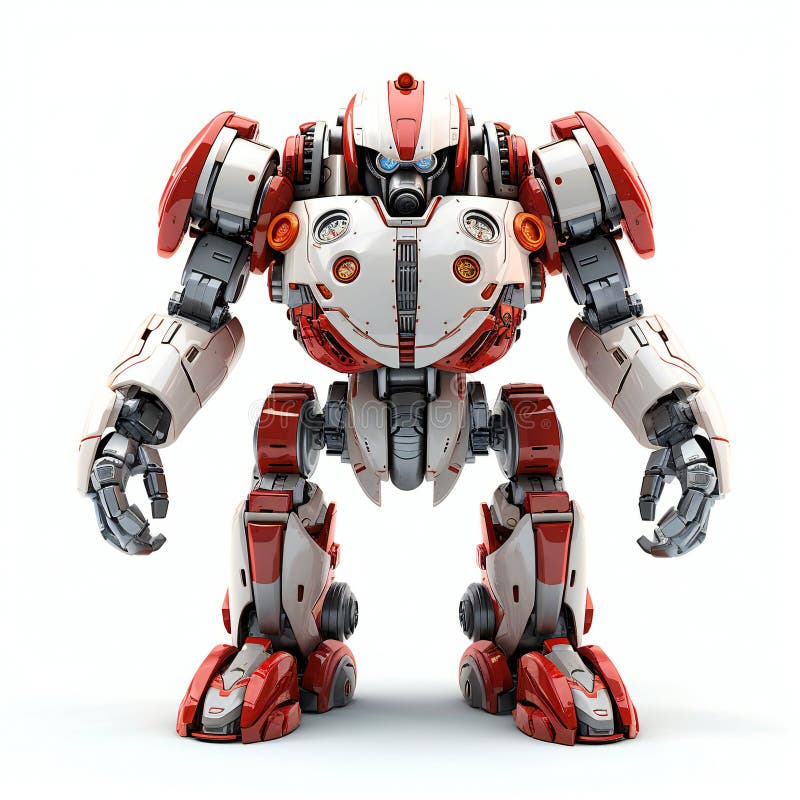 Humanoid Robot Isolated on a White Background Stock Illustration ...