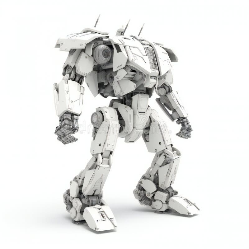 A Robot on a White Background with Shadow Stock Illustration ...
