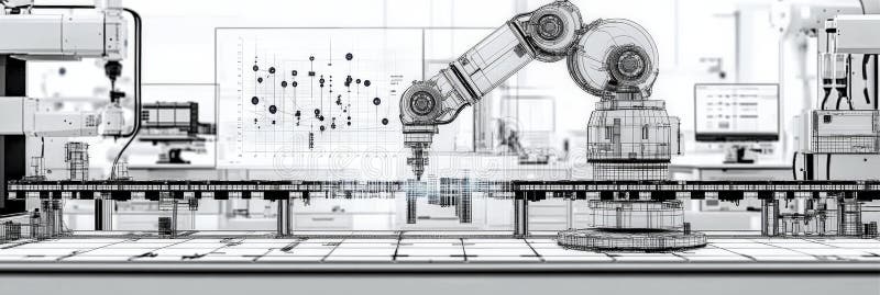 Illustration of Robotic Arm Designing Digital Interface Stock ...