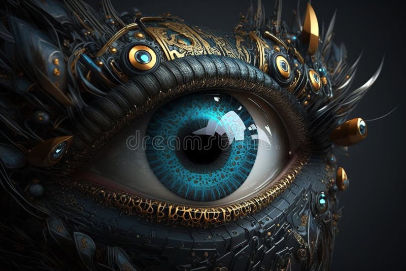 Illustration of a Robotic Bionic Digital Blue Eyes Conception Stock ...