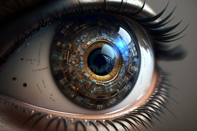 Illustration of a Robotic Bionic Digital Eyes Conception Stock ...