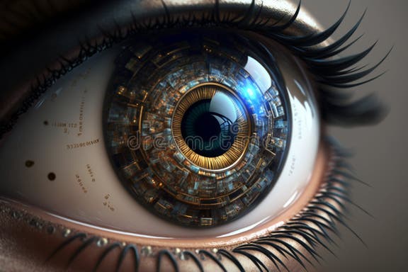 Illustration of a Robotic Bionic Digital Eyes Conception Stock ...