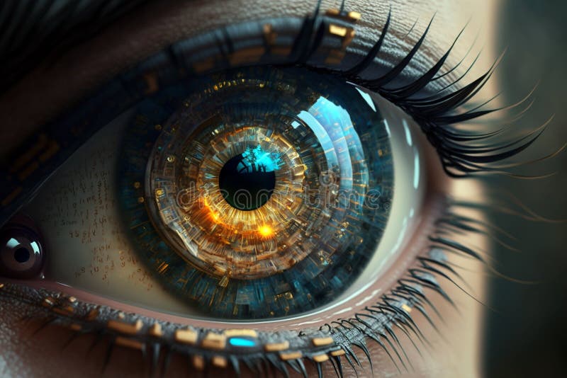 Illustration of a Robotic Bionic Digital Eyes Conception Stock ...